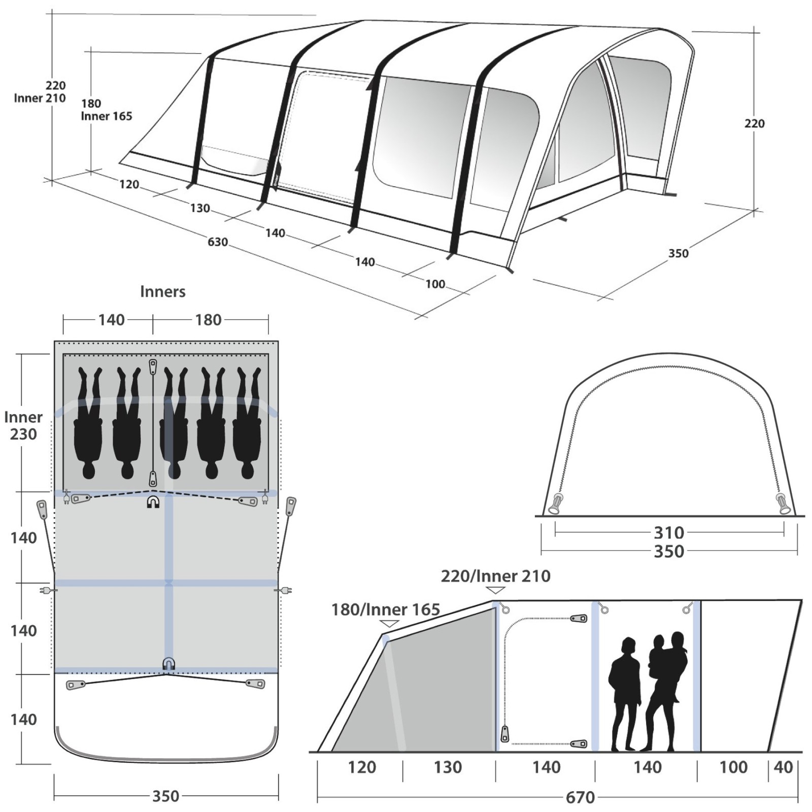 Nafukovací stan Outwell Springville 5SA | 4camping.sk