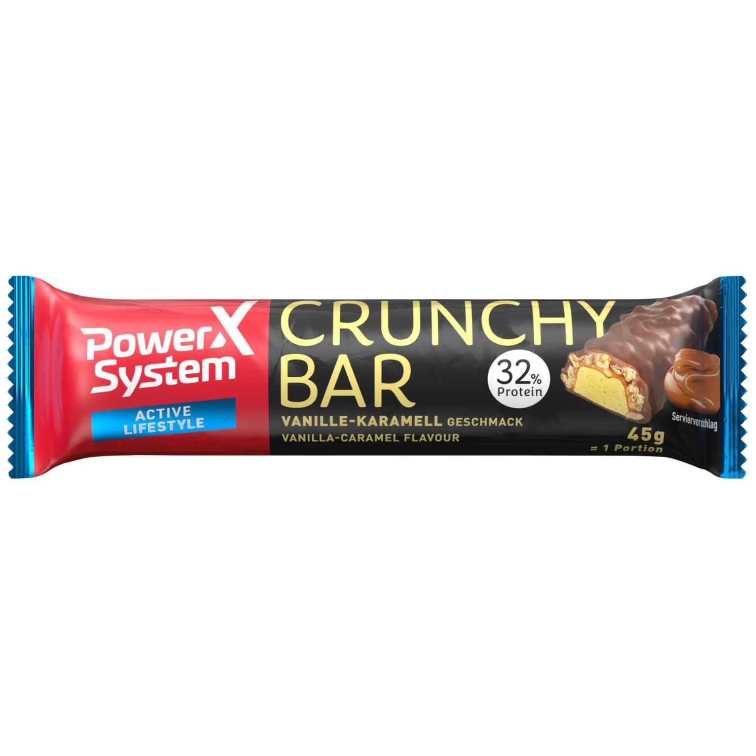 Tyčinka Power System Crunchy Bar 32% Vanilla with Crunchy Caramel 45g ...